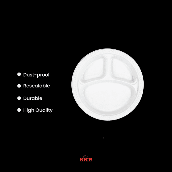 SKP 10″ Disposable 3 Compartment Plastic Plate – SKP Official Online Store